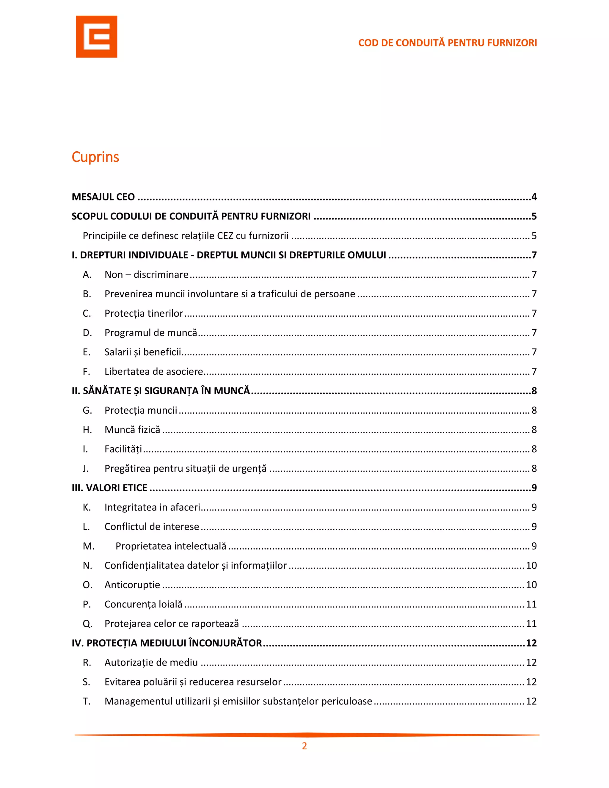 Codul de conduita pentru furnizori | PDF