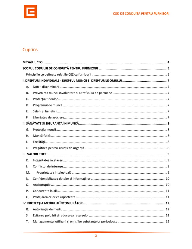 Codul de conduita pentru furnizori | PDF