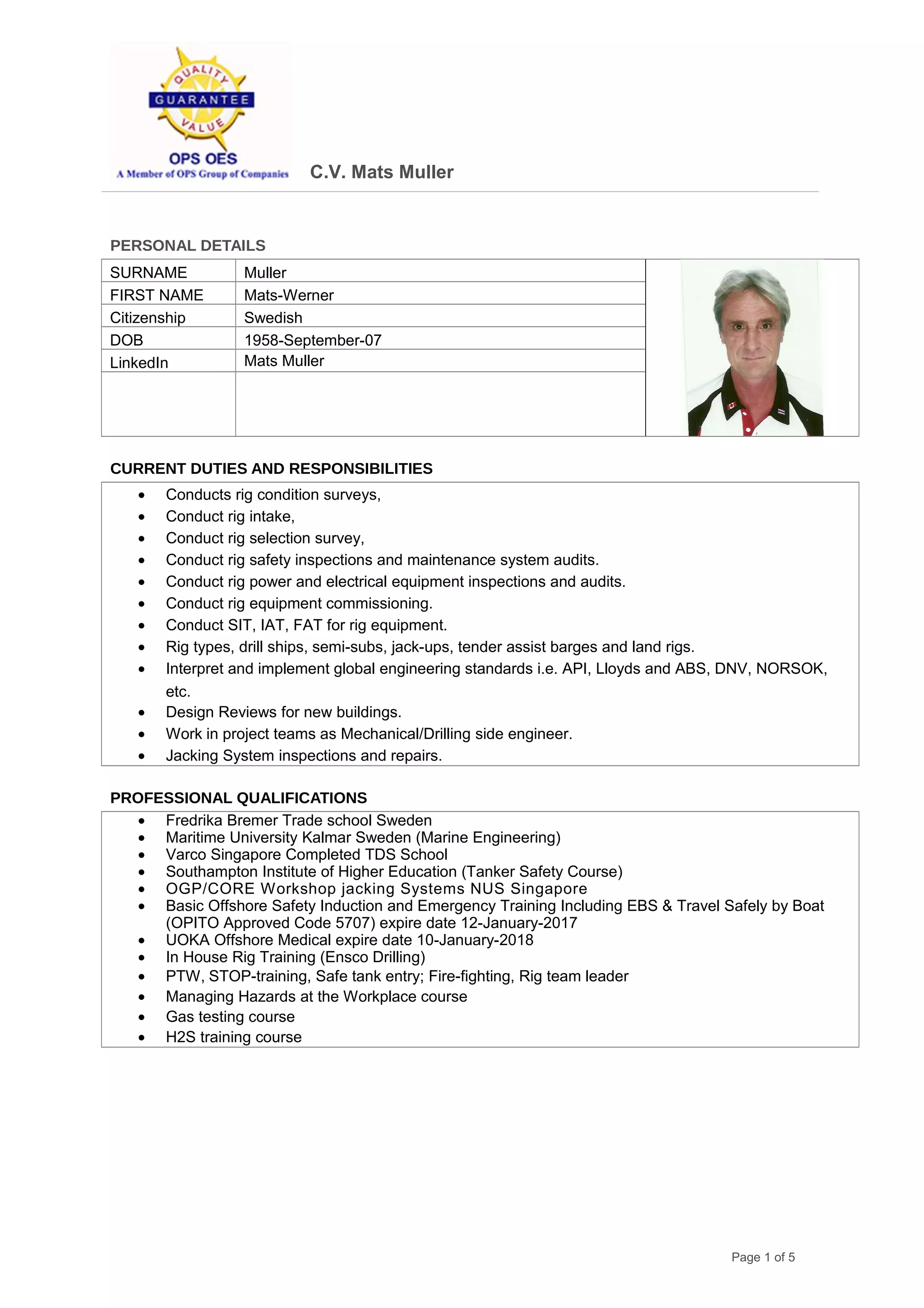 Muller Mats Werner - CV May, 2016 | PDF