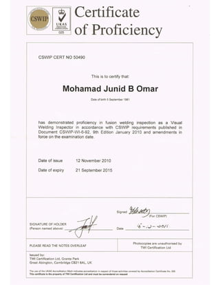 CSWIP 3.0 Visual Welding Inspection | PDF