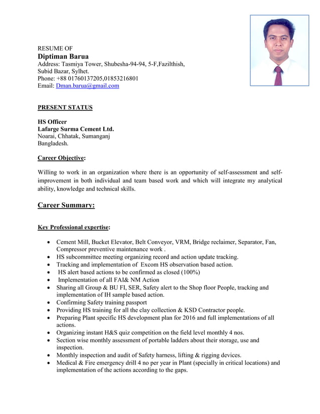 RESUME OF Diptiman Barua - | PDF | Civil Engineering Industry | Industries