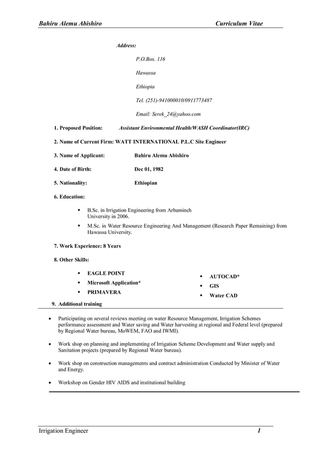 Bahiru CV.reviseduped | PDF