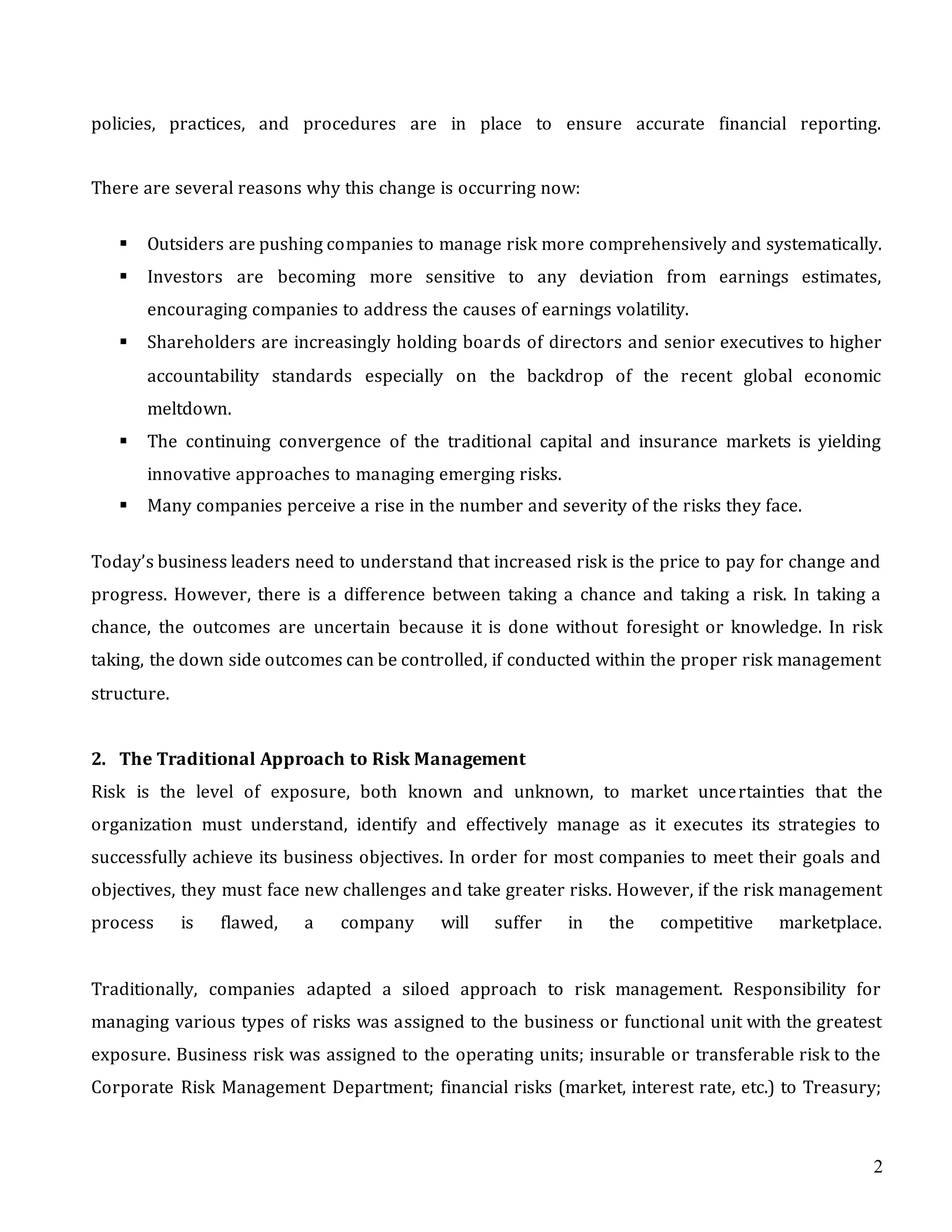 Enterprise Risk Management White Paper | PDF