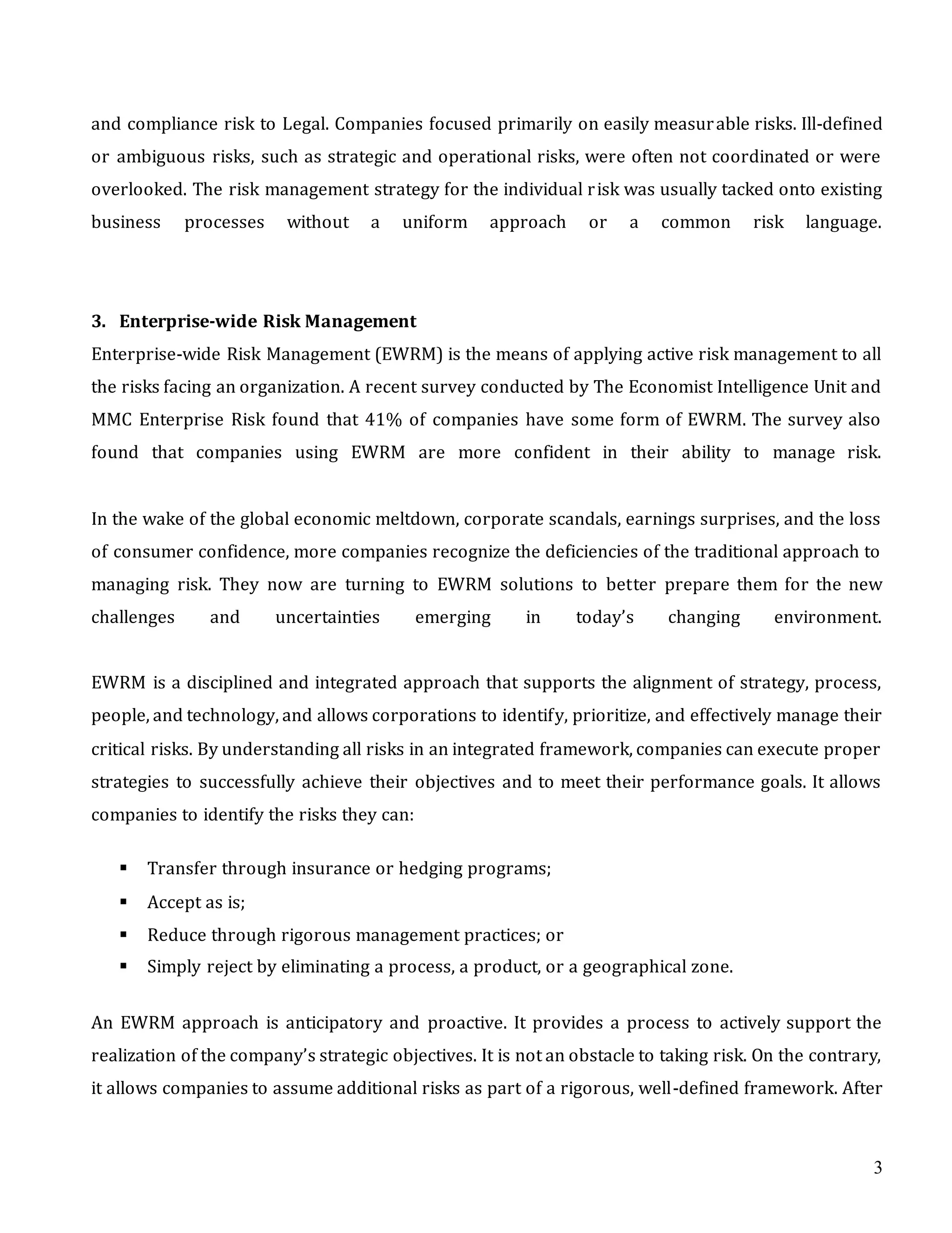 Enterprise Risk Management White Paper | PDF