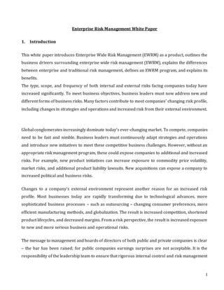 Enterprise Risk Management White Paper | PDF