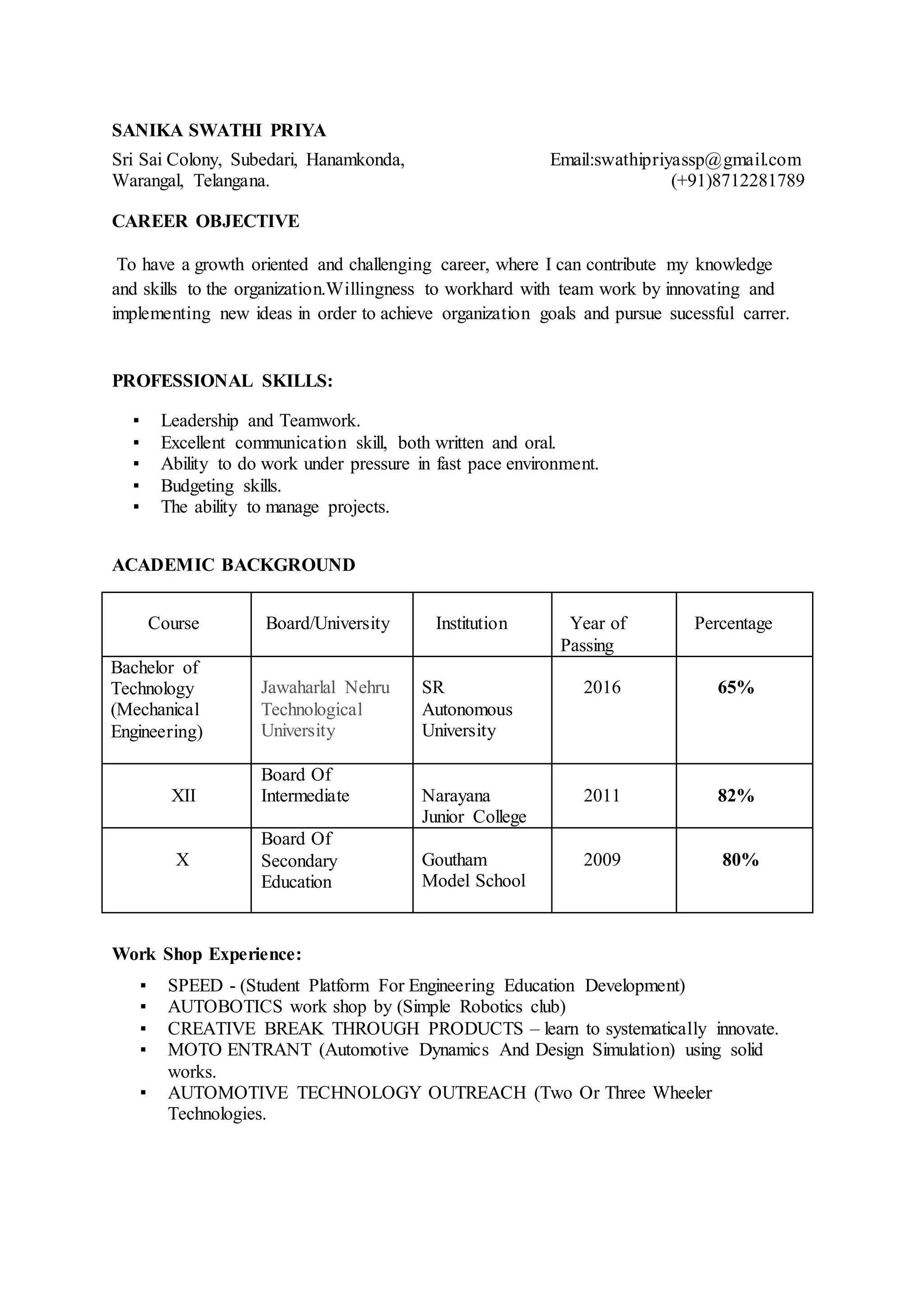 Swathi Priya RESUME | PDF