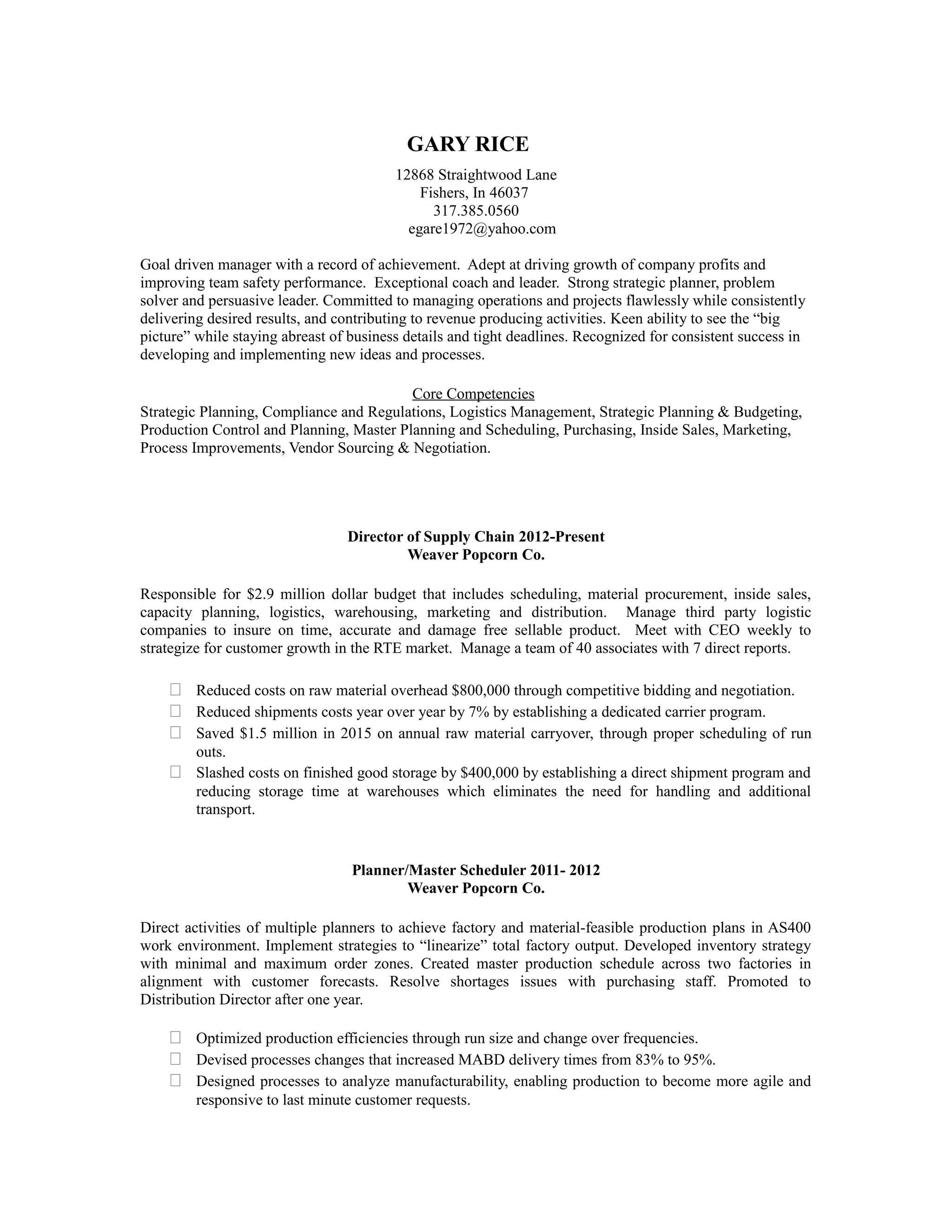 resume - Gary Rice 3 | PDF