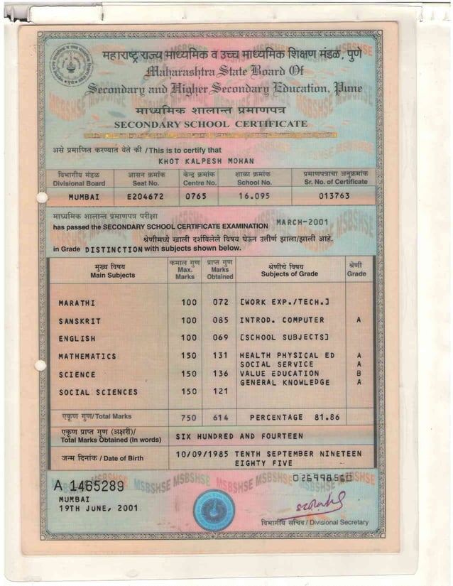 10th Certificate.PDF | Secondary Education | Education