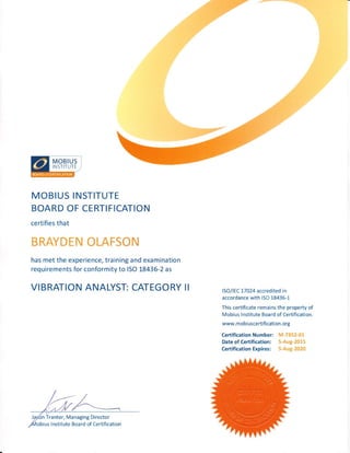 Vibration II Certificate - Mobius | PDF