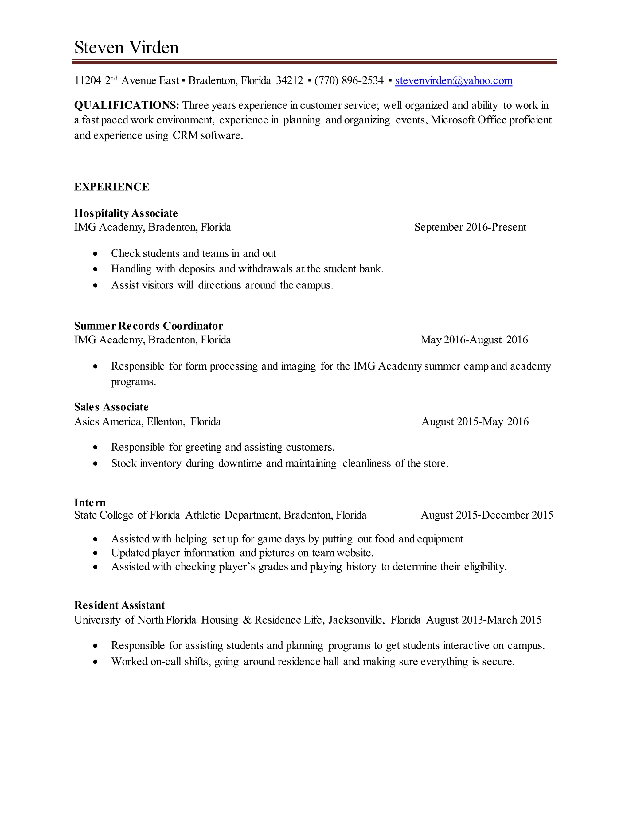 Steven Virden Resume | DOCX