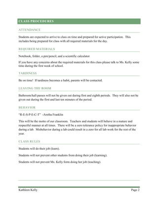 12KellyClassroomManagementPlanRevised | PDF