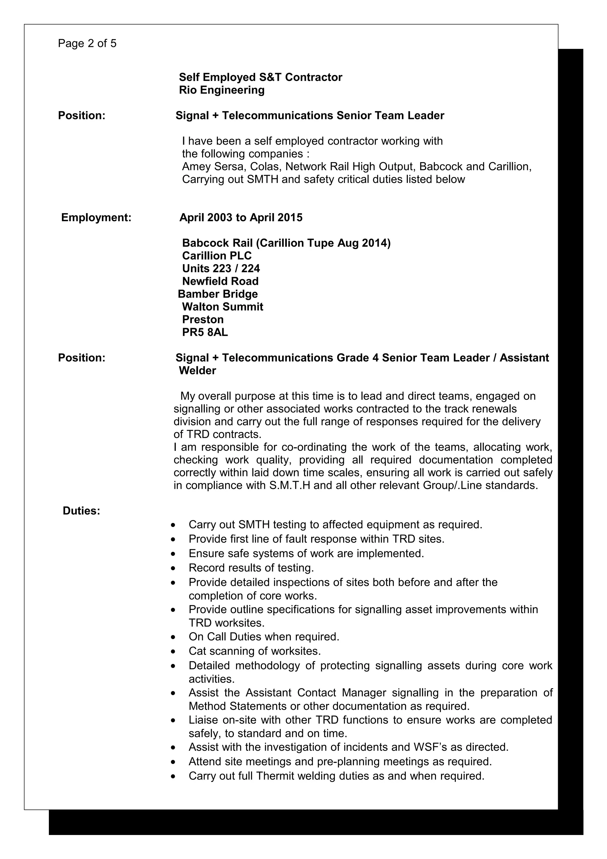 Brian Watterson CV | DOC
