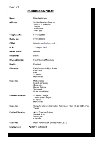 Brian Watterson CV | PDF