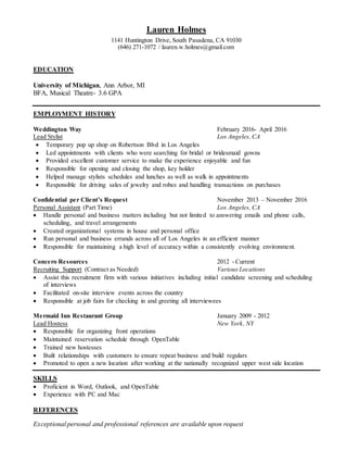 Lauren Holmes Sequential Resume | PDF