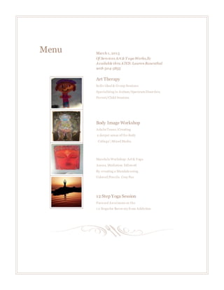 Menu for Art Therapy Services | DOCX