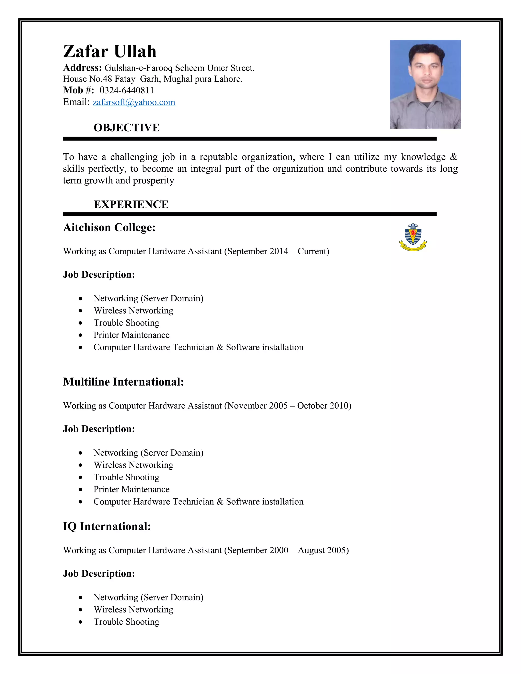 Zafar Ullah CV | DOC