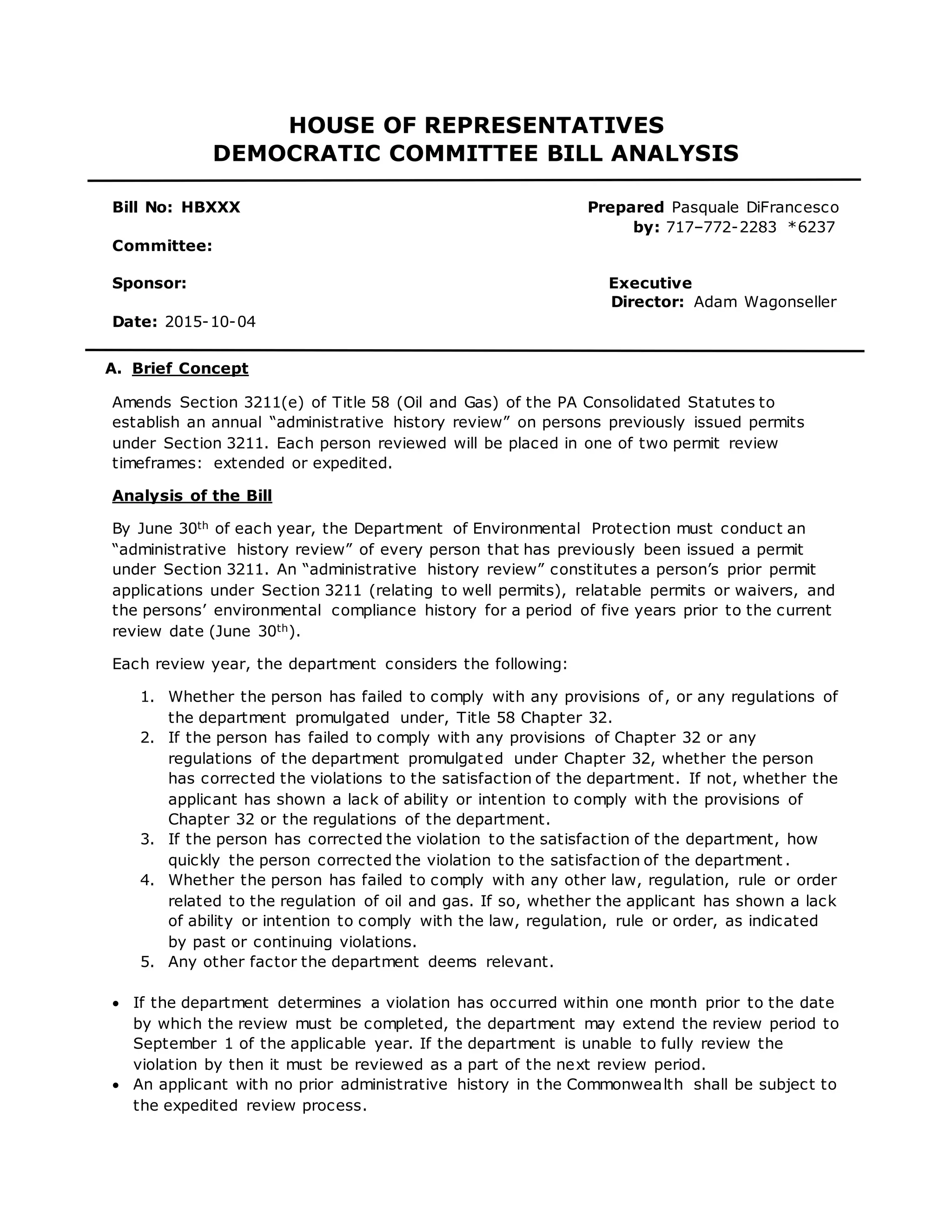 BMC My Bill, Bill Analysis | DOCX | Law