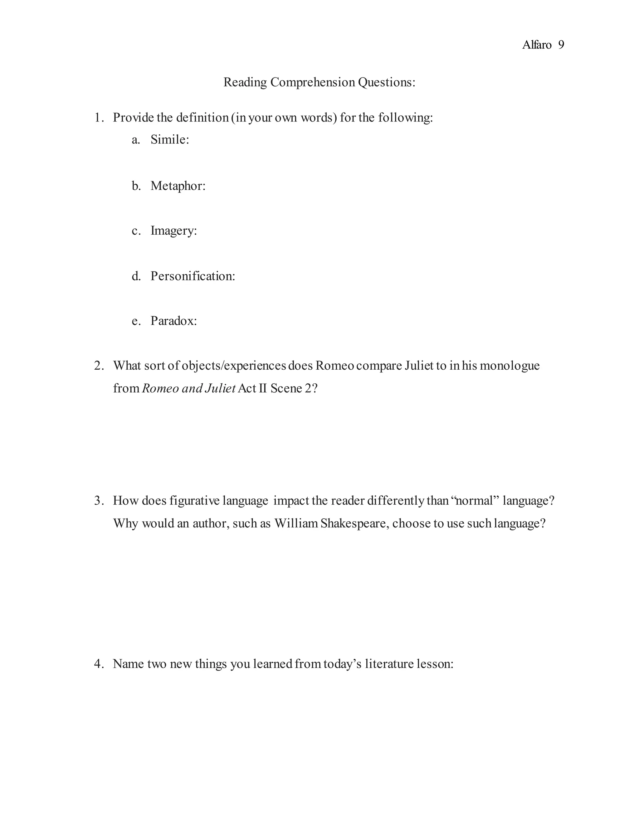 Shakespeare Lesson Plan | DOCX