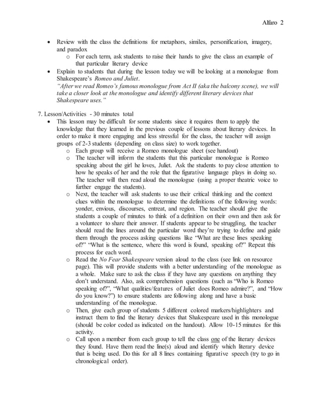 Shakespeare Lesson Plan | PDF