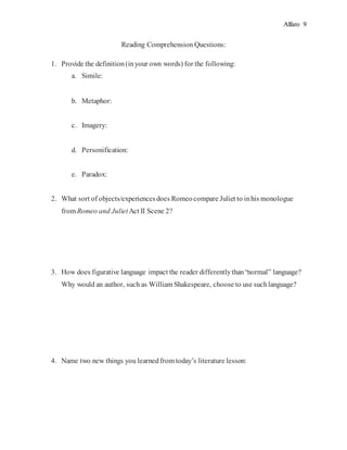 Shakespeare Lesson Plan | PDF