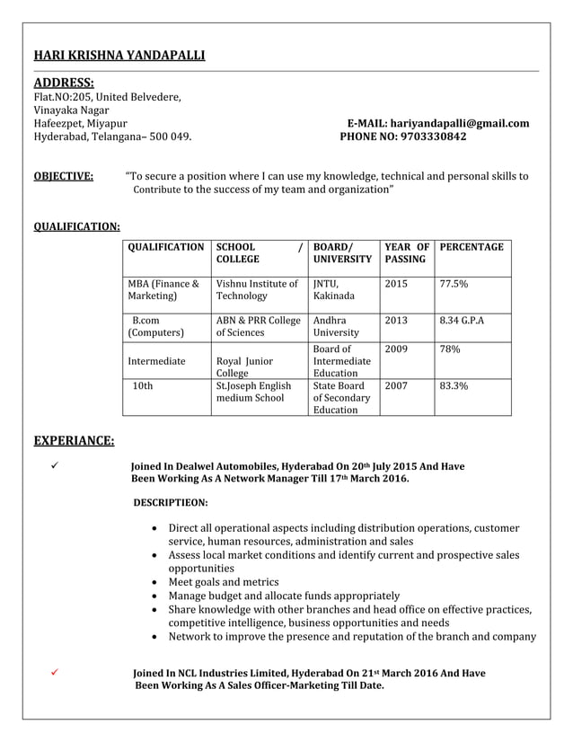 Hari Kirshna Resume | PDF