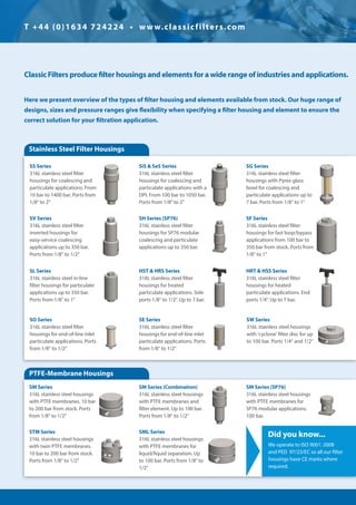 Classic Filters - Product Range Overview | PDF