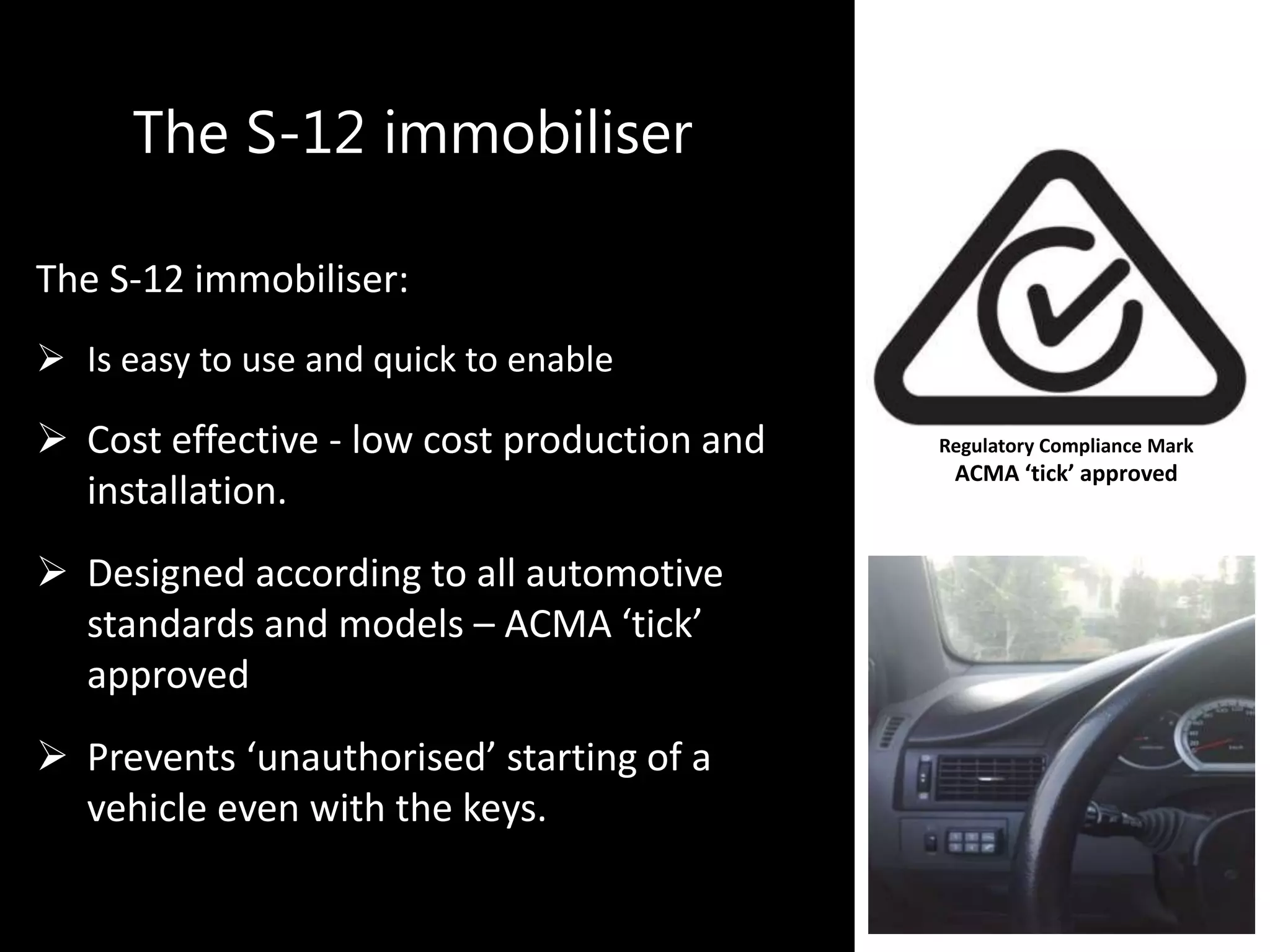 S-12 Immobiliser for cars | PPTX
