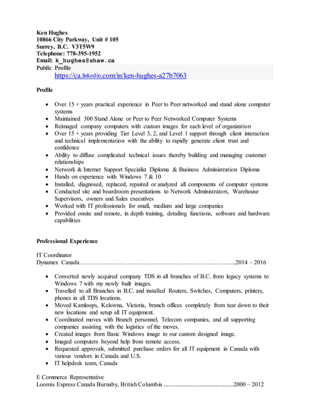 Ken Hughes Resume | PDF