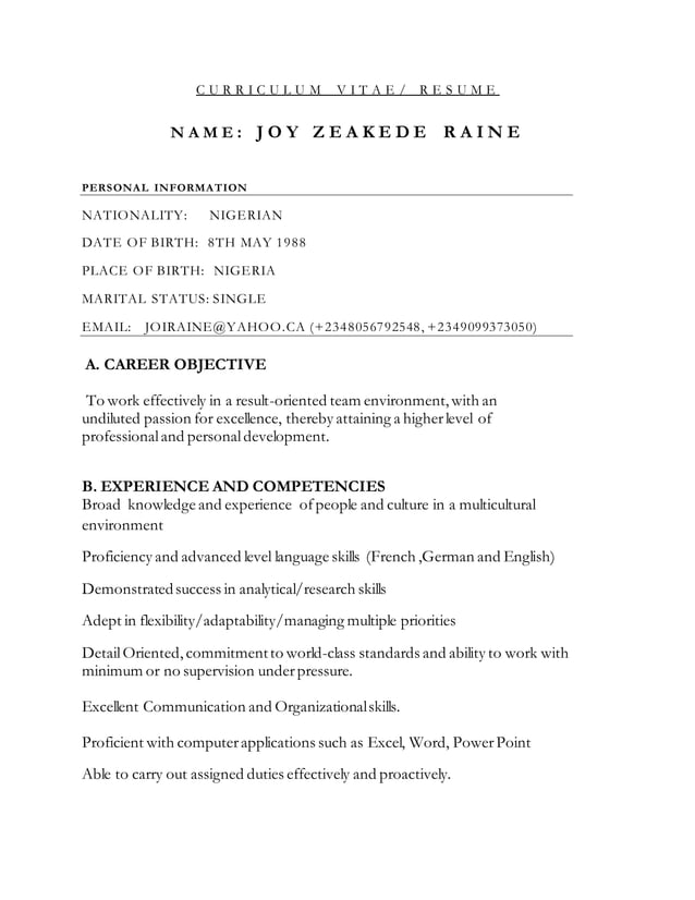 Resume Joy Raine | DOCX | Education