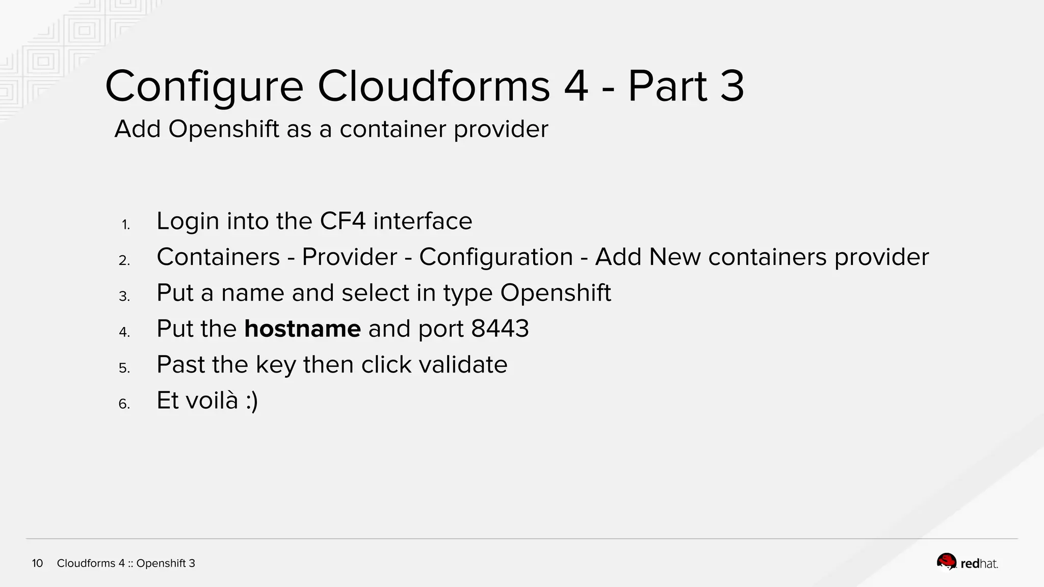 Integrate Openshift with Cloudforms | PPT