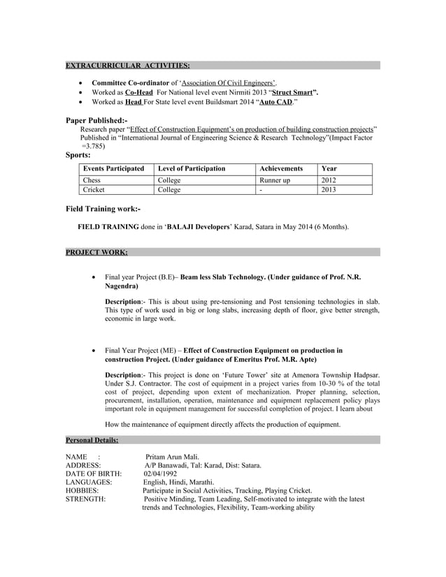 Pritam A Mali Resume.. | PDF