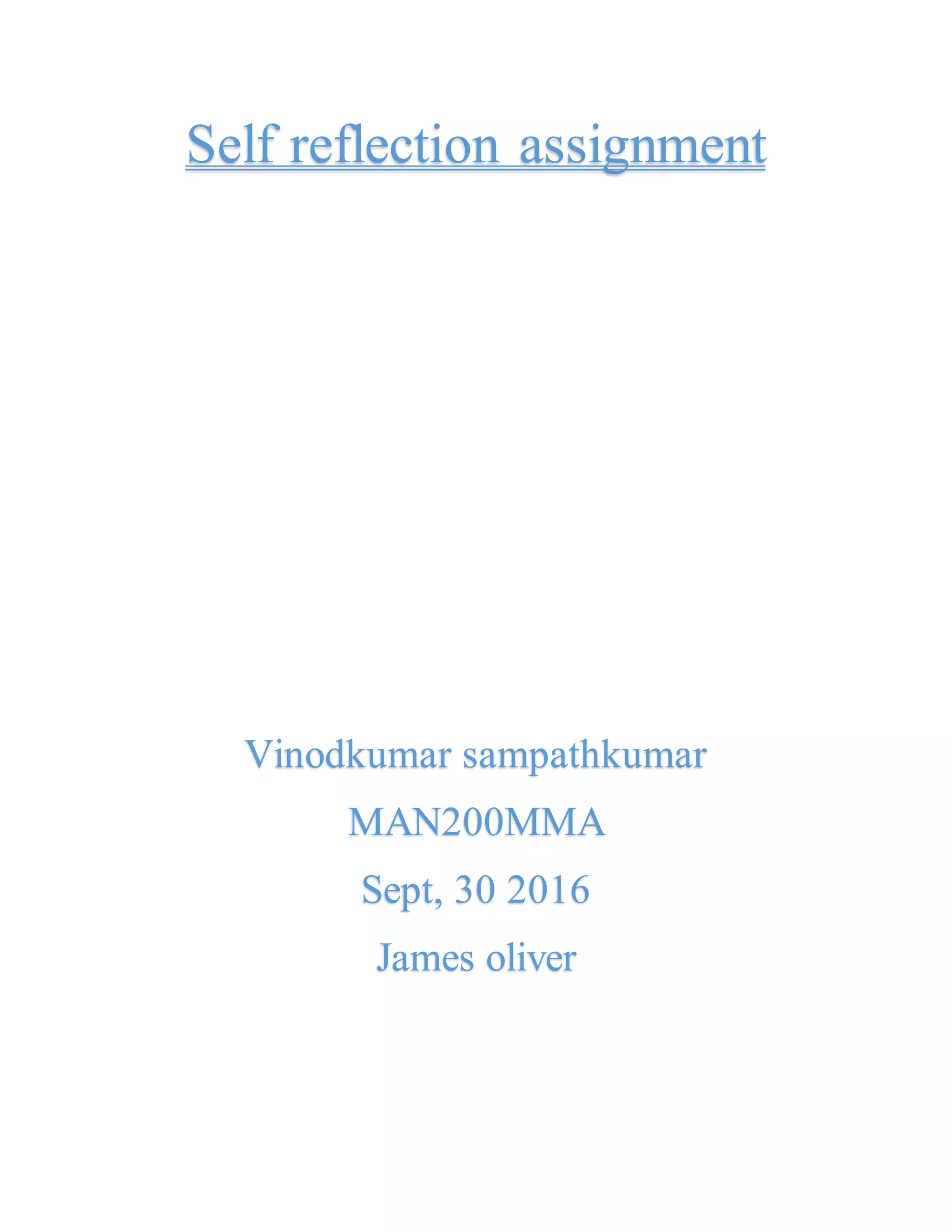 Self reflection assignment | PDF