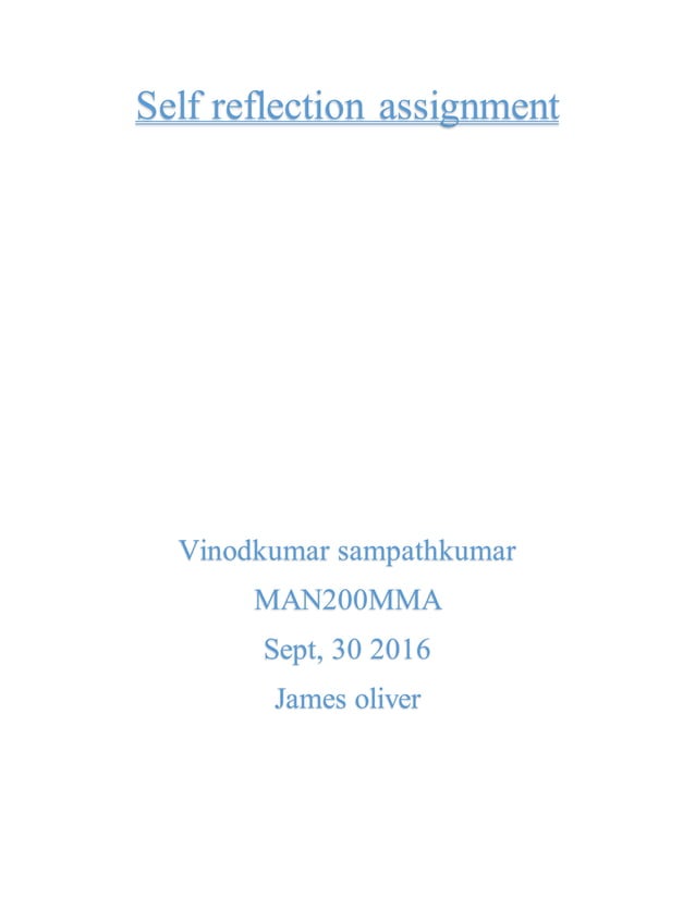 Self reflection assignment | PDF