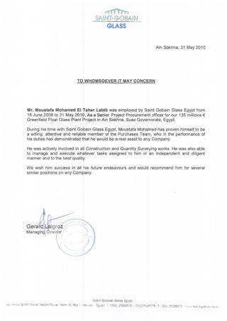 Saint-Gobain Experience letter | PDF