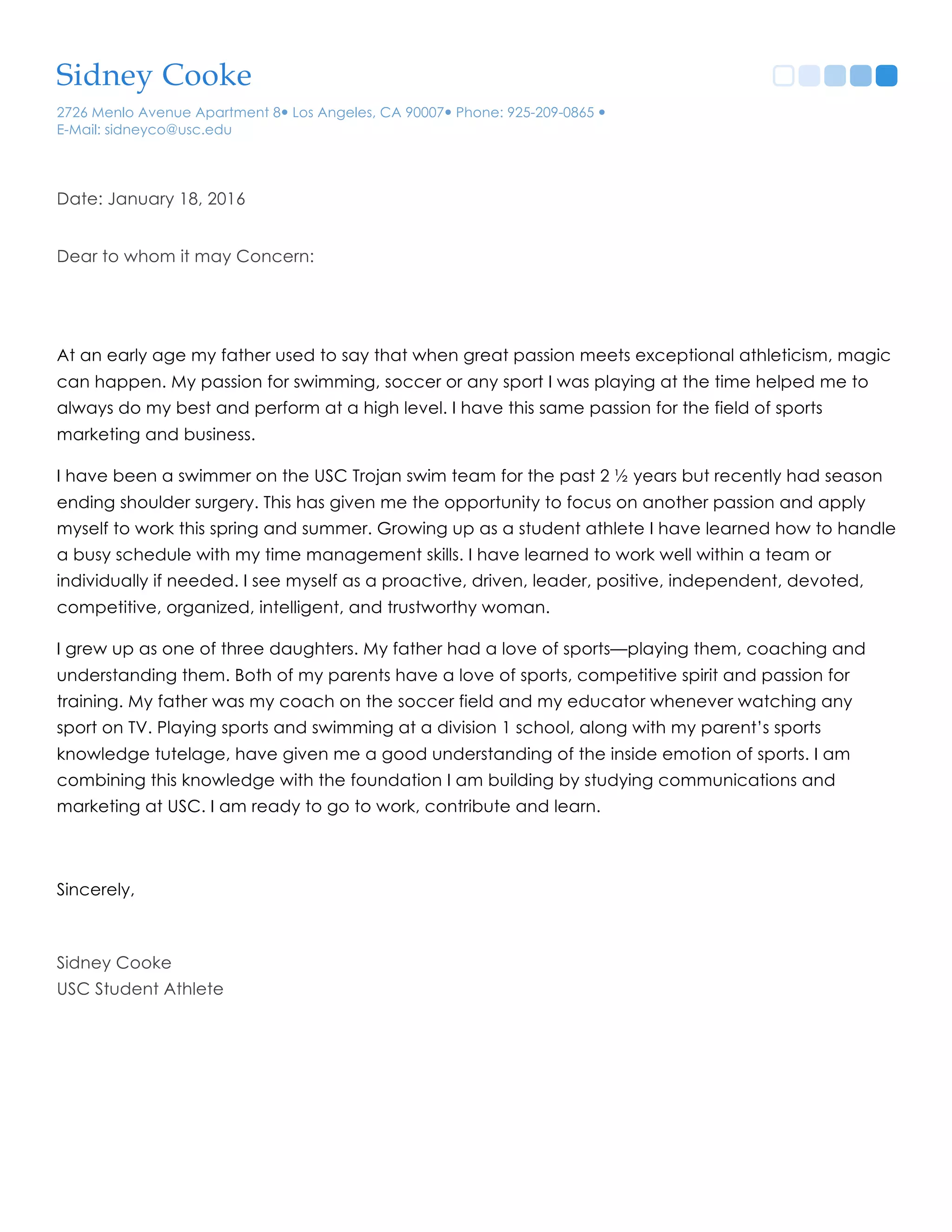 Sidney Cooke Cover Letter | PDF