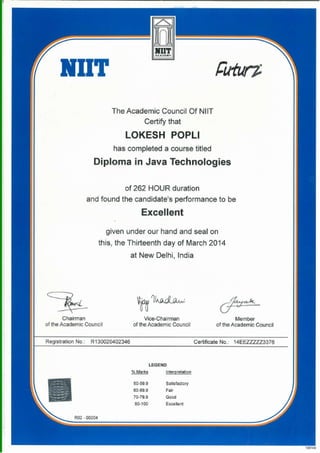 NIIT Certificate | PDF