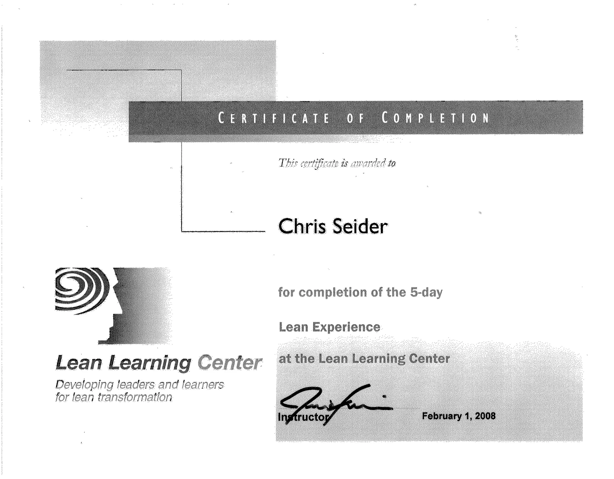 Seider Lean Certificate | PDF