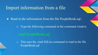 Databases for Beginners SQLite | PPT