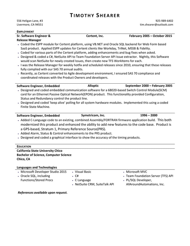 Resume 2015 SW | PDF