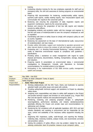 Senior HSE Engineer with 17 years experiences | DOCX