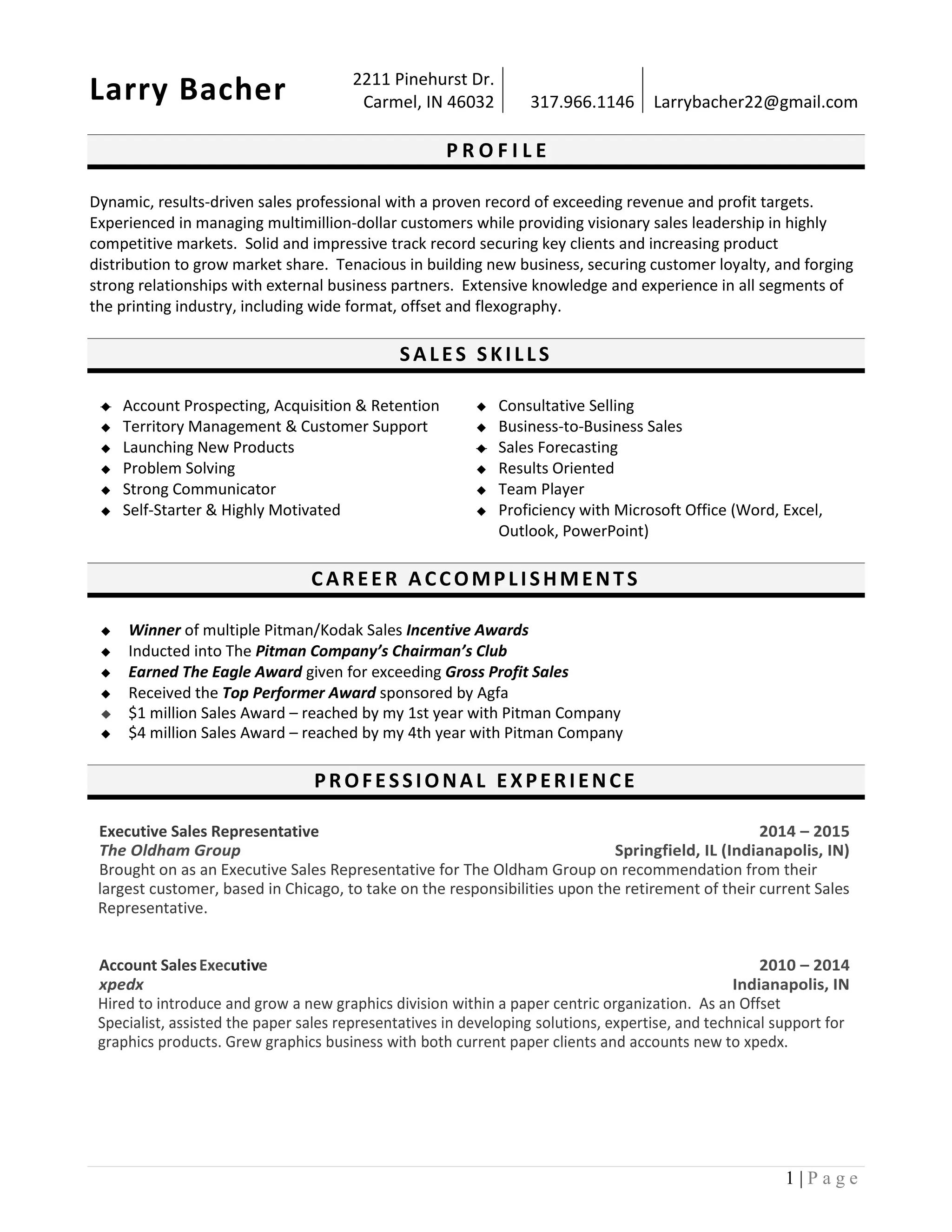 Larry Bacher - Resume - 2016 | PDF