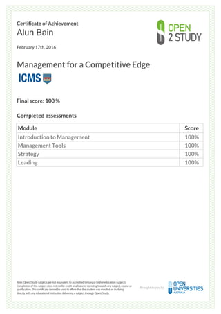 Open Uni ICMS Mgmt for a competitive edge_Certificate_17_February_2016 ...