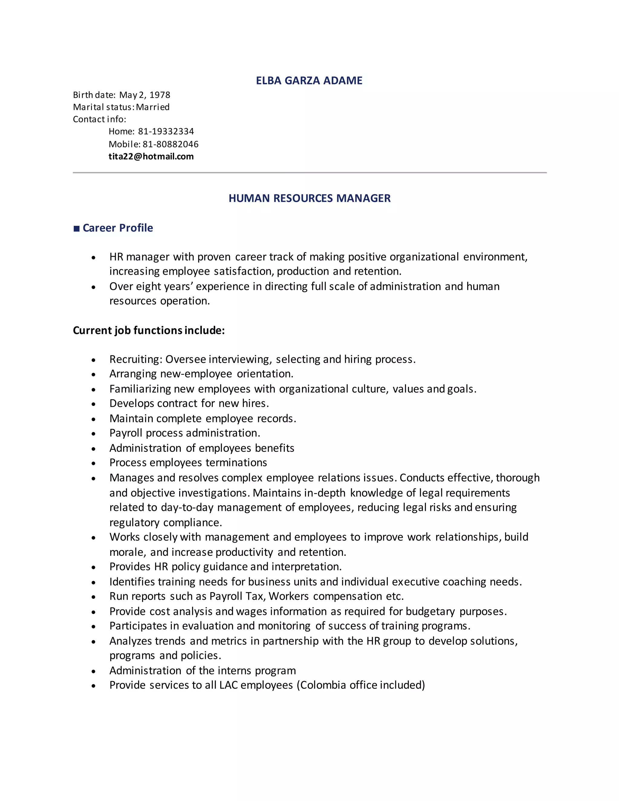 Elba Garza resume | PDF