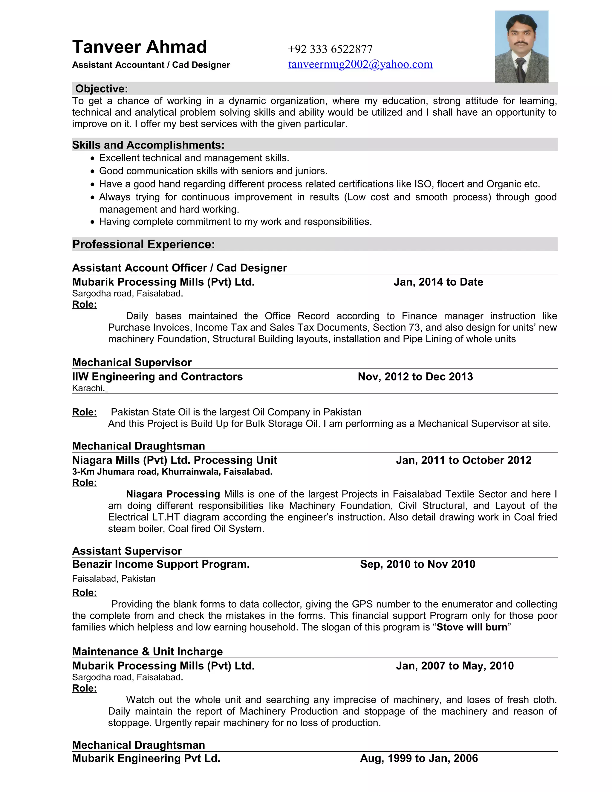 CV of Tanveer Ahmad | DOC