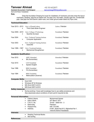 CV of Tanveer Ahmad | DOC