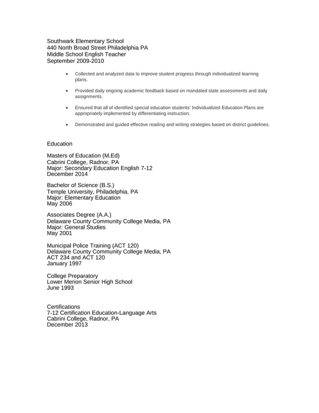 Sheldon Kyle Jacksonresume | DOC | Professional School | Postgraduate Education