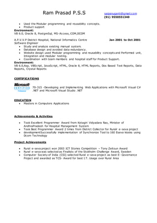 Ram Prasad P.S.S | PDF