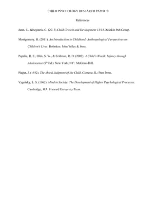 Child Psychology Research Paper | DOC