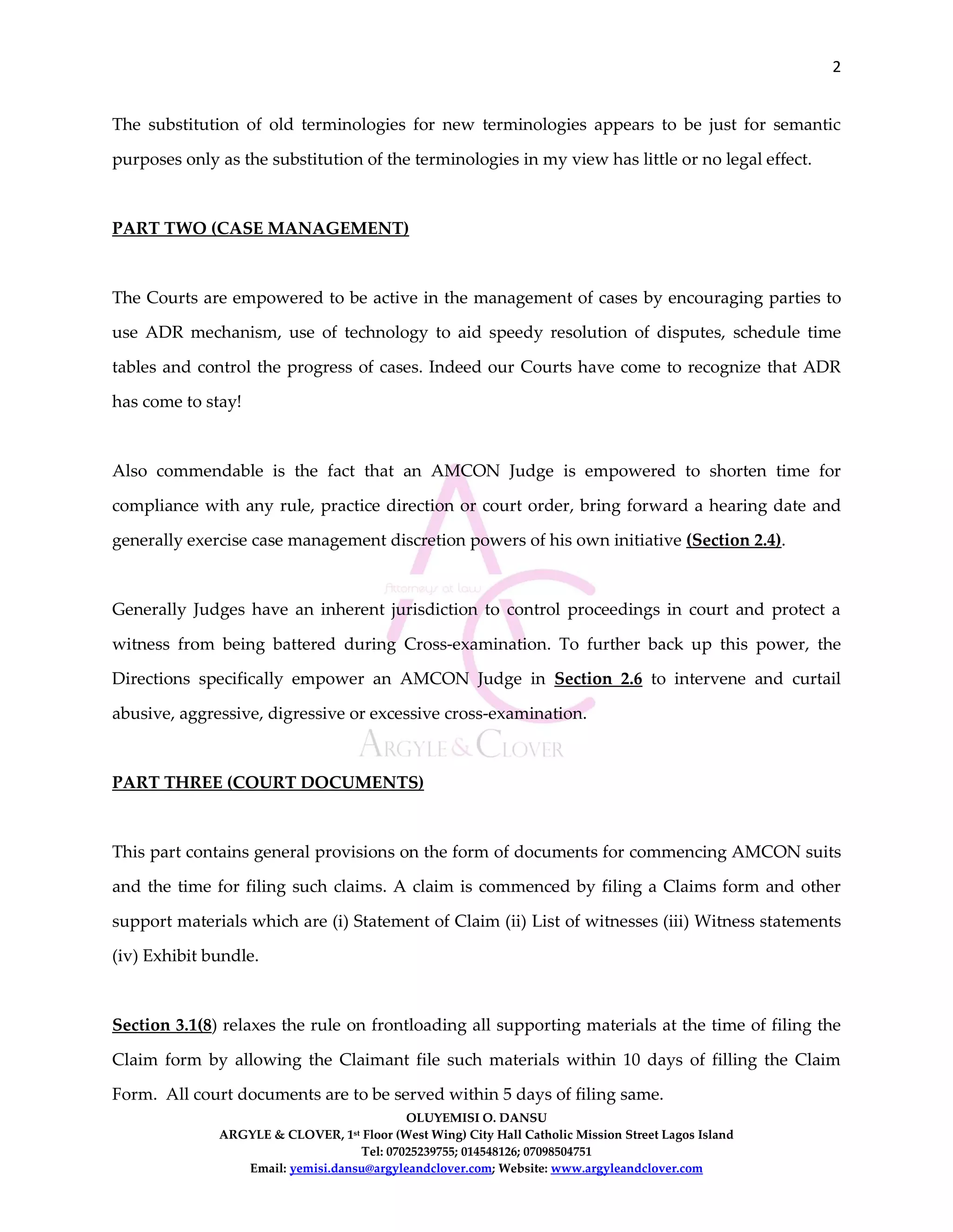 REVIEW OF AMCON PRACTISE DIRECTIONS 2013 | PDF | Legal Services ...