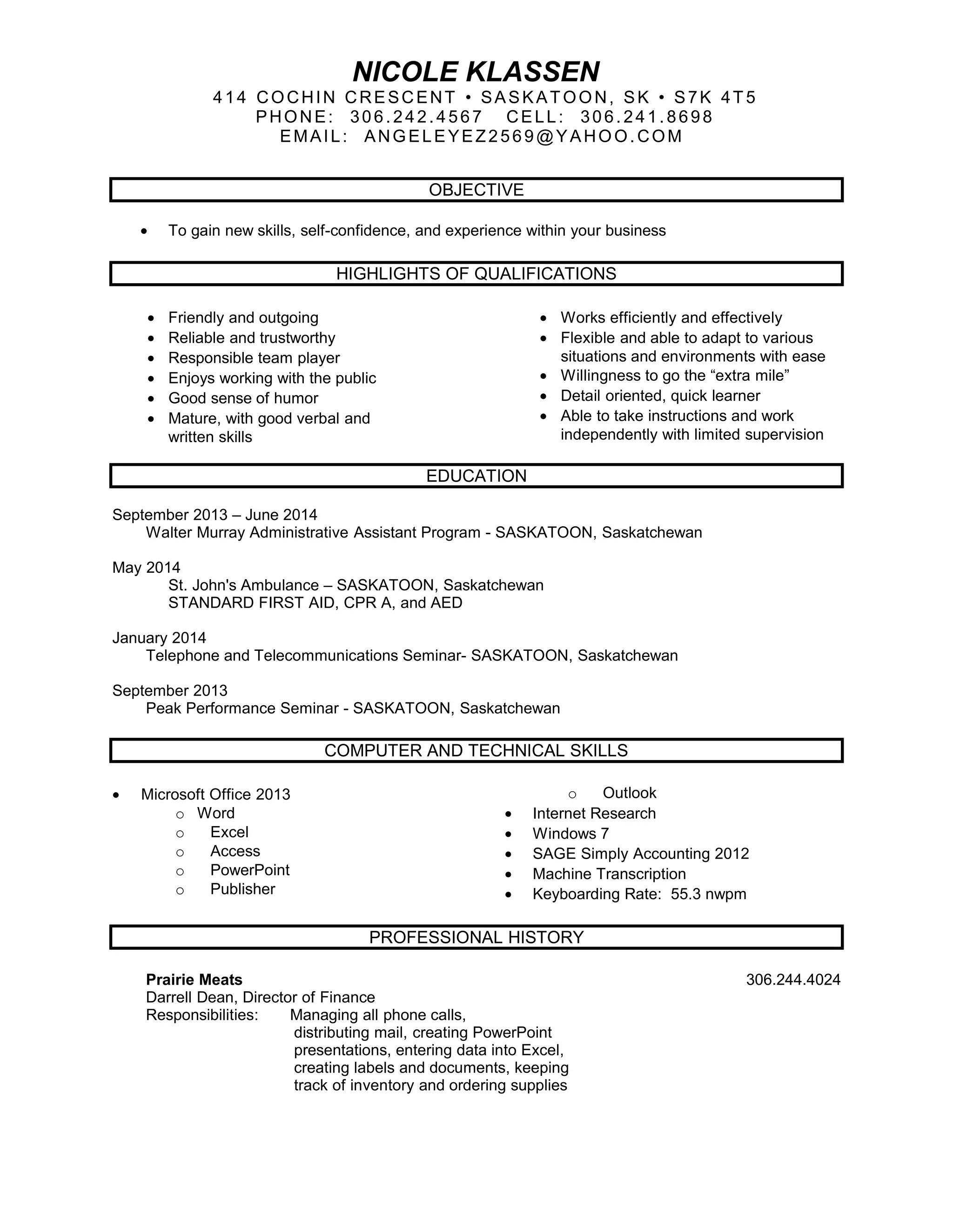 Nicole's Resume 2015 | DOC